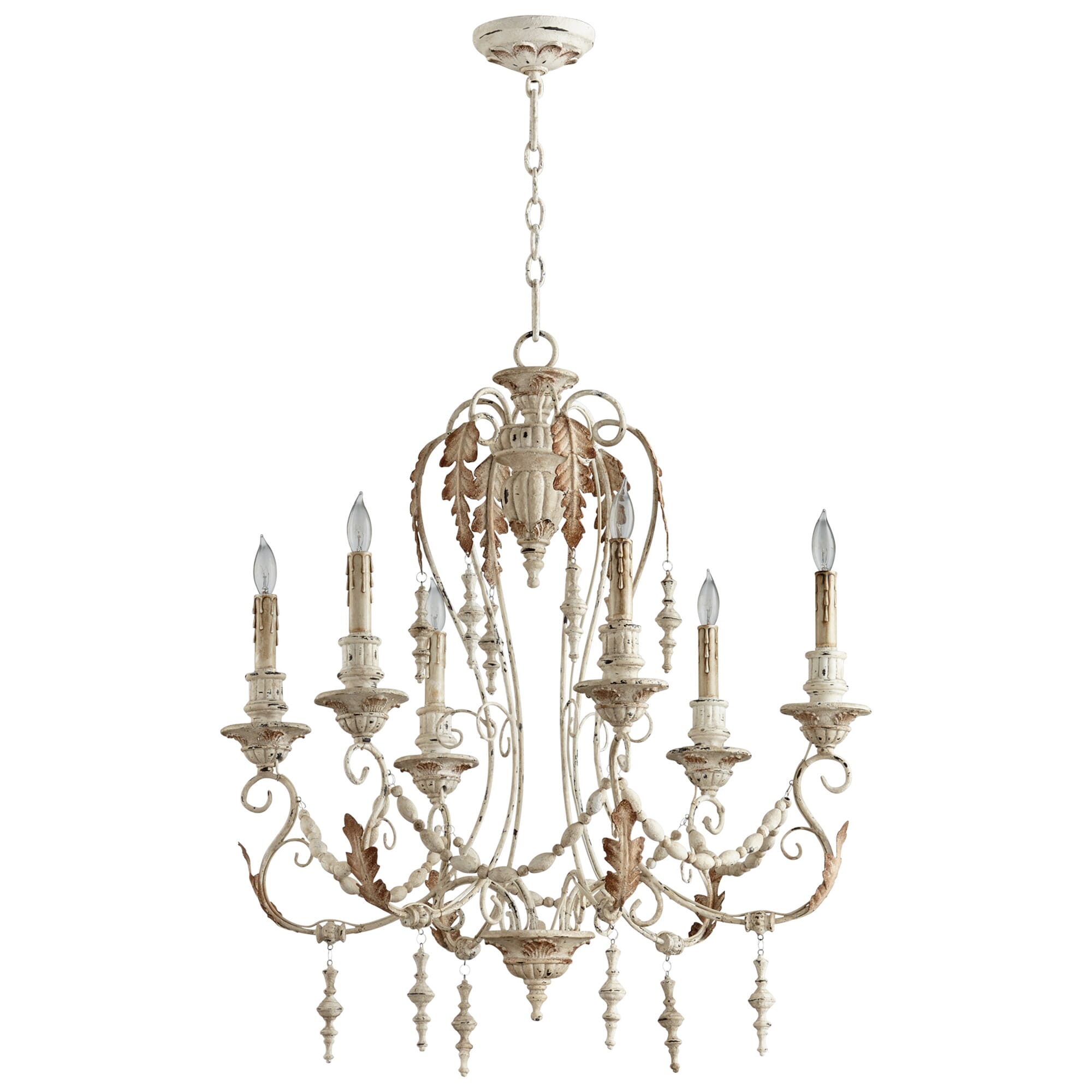 Lolina 6-Light French Country Chandelier in Persian White - LightsOnline.com