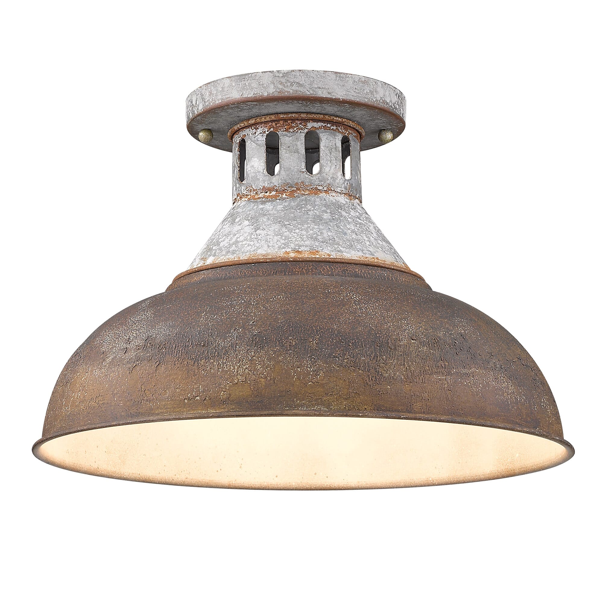 Golden Kinsley Ceiling Light in Aged Galvanized Steel - LightsOnline.com