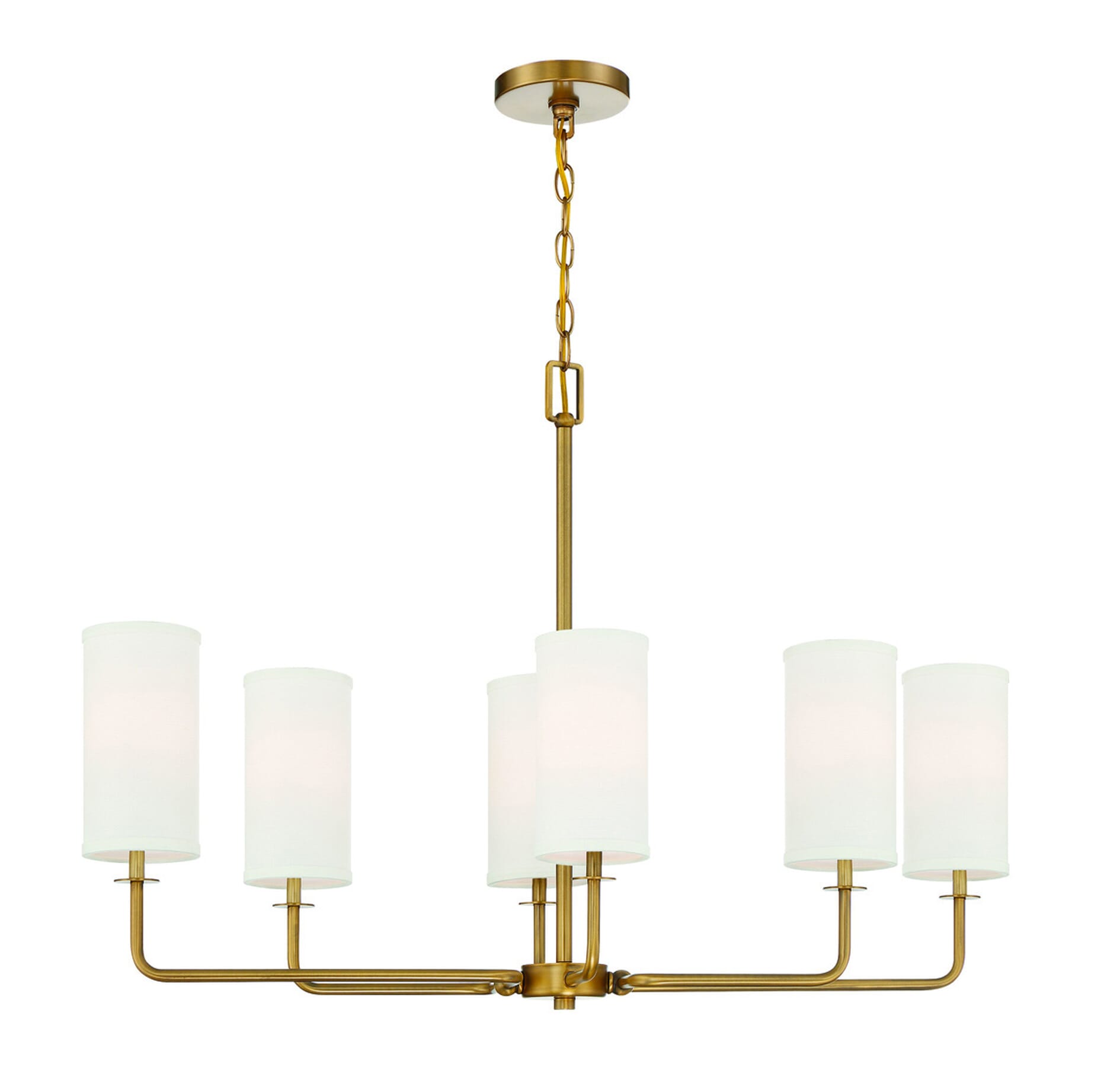 Powell 6-Light Linear Chandelier in Warm Brass - LightsOnline.com