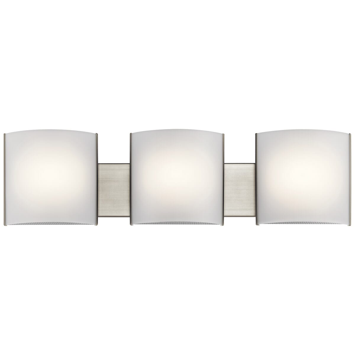 3-Light White Acrylic LED Bathroom Vanity Light in Brushed Nickel ...