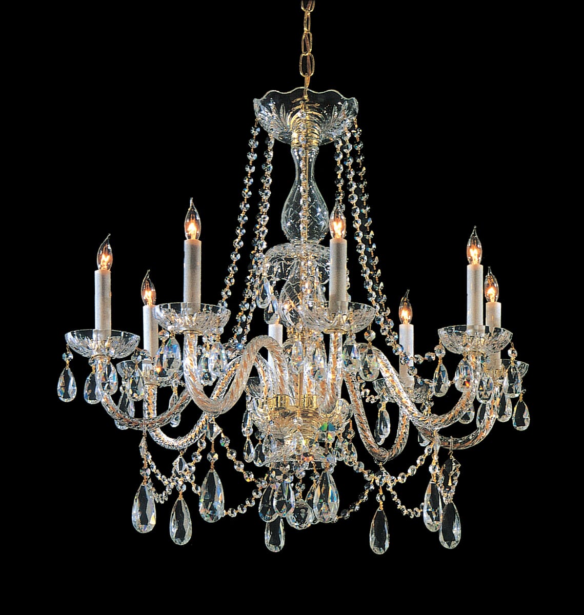 Traditional Crystal 8-Light 26" Traditional Chandelier in Polished Brass with Clear Hand Cut ...
