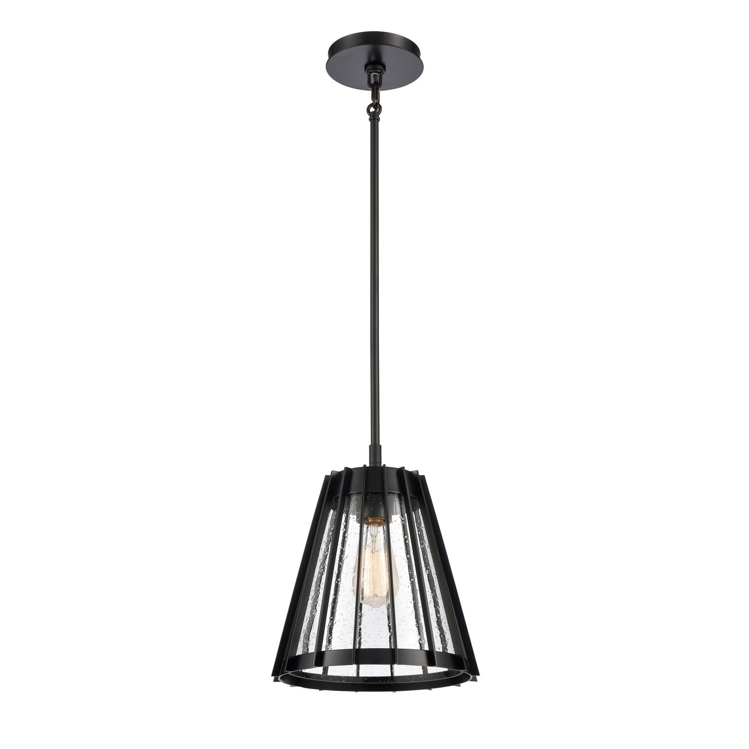 Matte Black One Light Pendant from the Open Louvers Collection ...