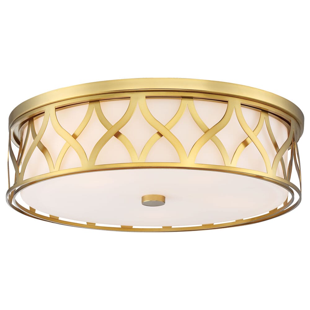 LED Etched Glass Ceiling Light in Liberty Gold - LightsOnline.com