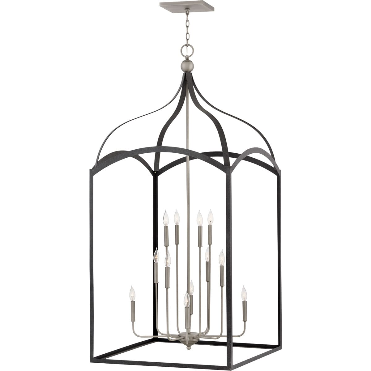 Clarendon 12-Light Three Tier Foyer Light in Aged Zinc - LightsOnline.com