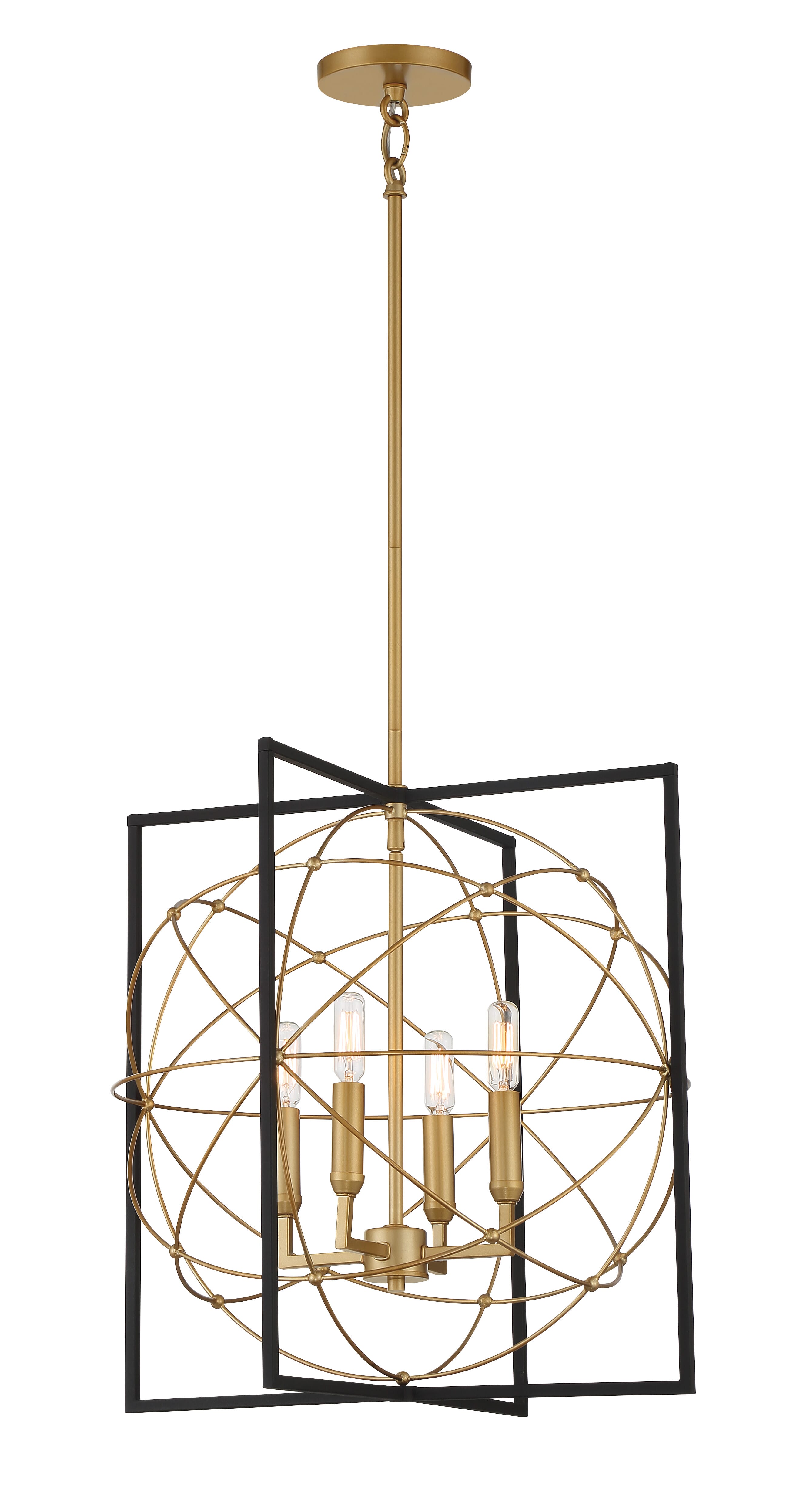 Titans Trace 4-Light Pendant Light in Sand Coal with Painted Honey Gold ...