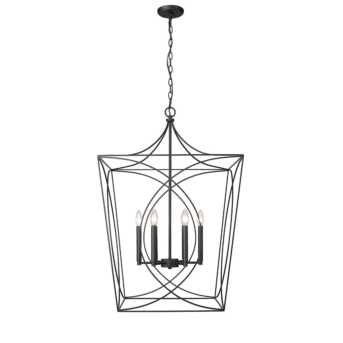 Matte Black Six Light Pendant from the Tracy Collection - LightsOnline.com