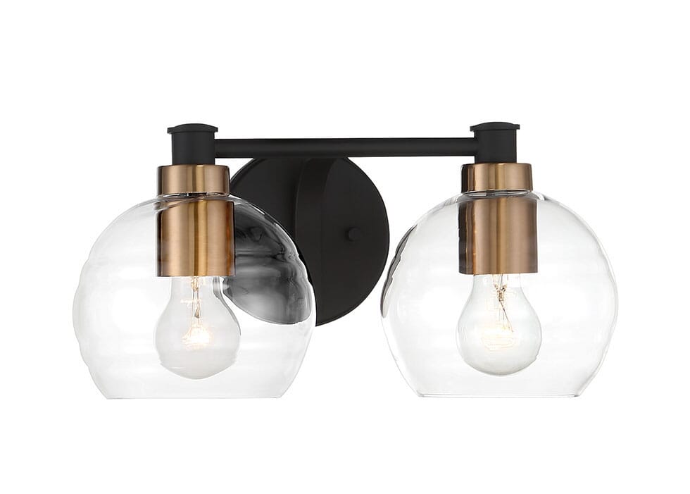 Keyport 2-Light Bathroom Vanity Light in Sand Coal With Natural Brushed Brass - LightsOnline.com