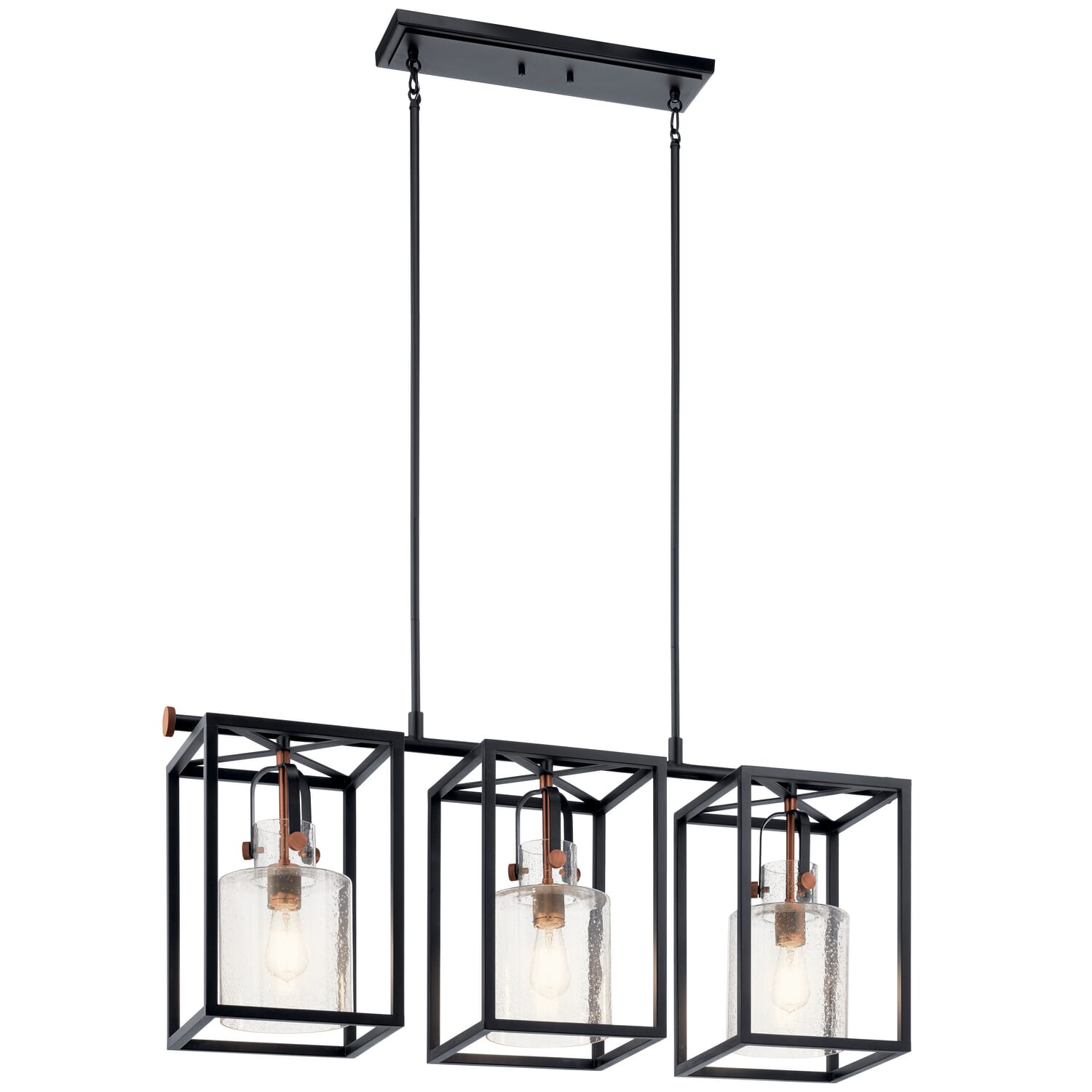 Black Three Light Linear Chandelier from the Kitner Collection ...