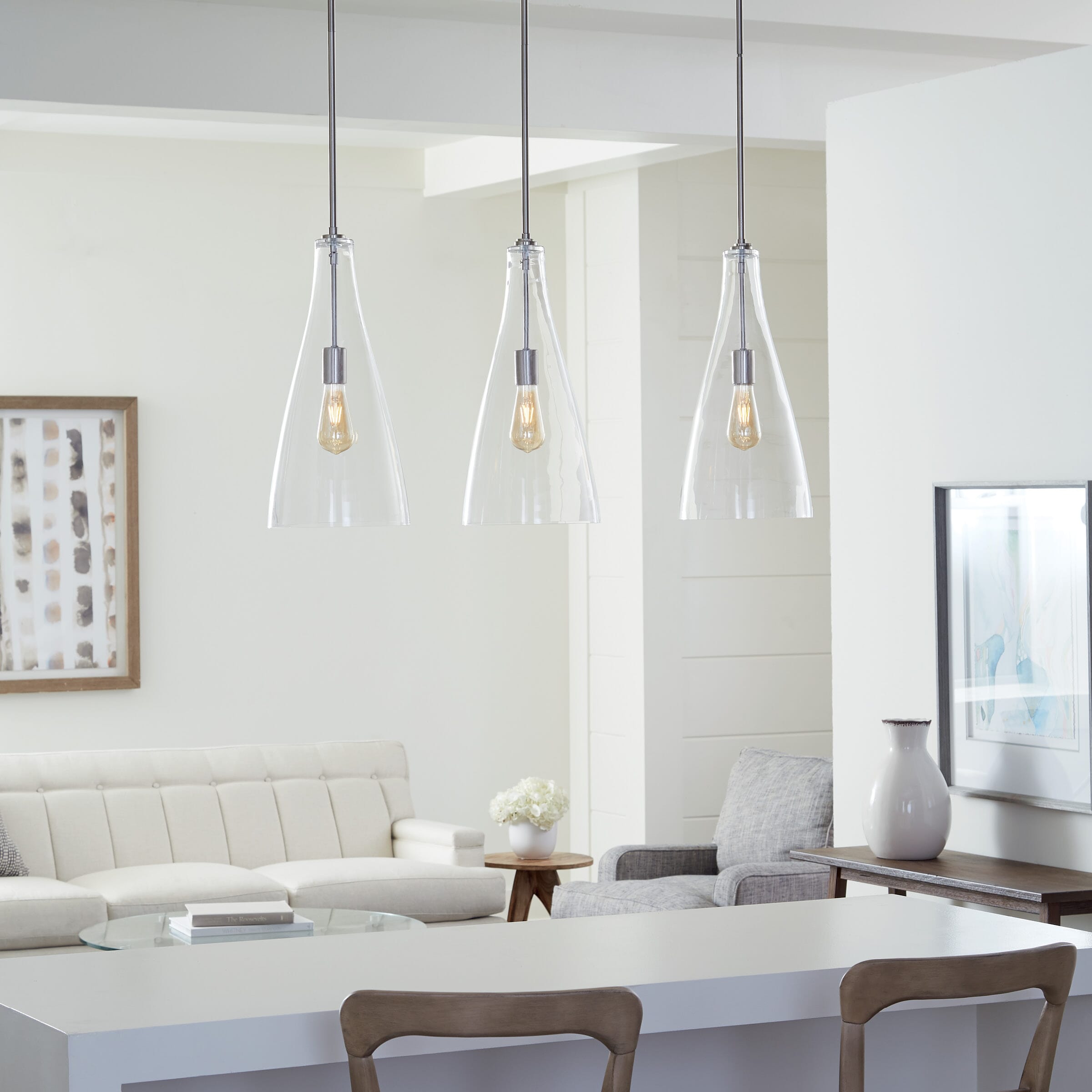 Brushed Nickel One Light Pendant from the Arilda Collection ...