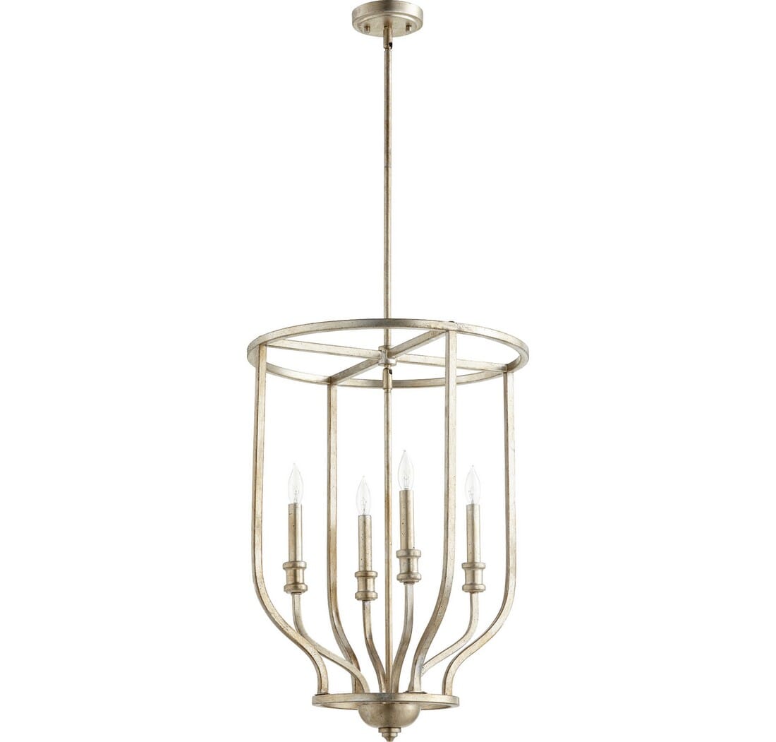 Quorum Richmond 4-Light Foyer Light in Aged Silver Leaf - LightsOnline.com