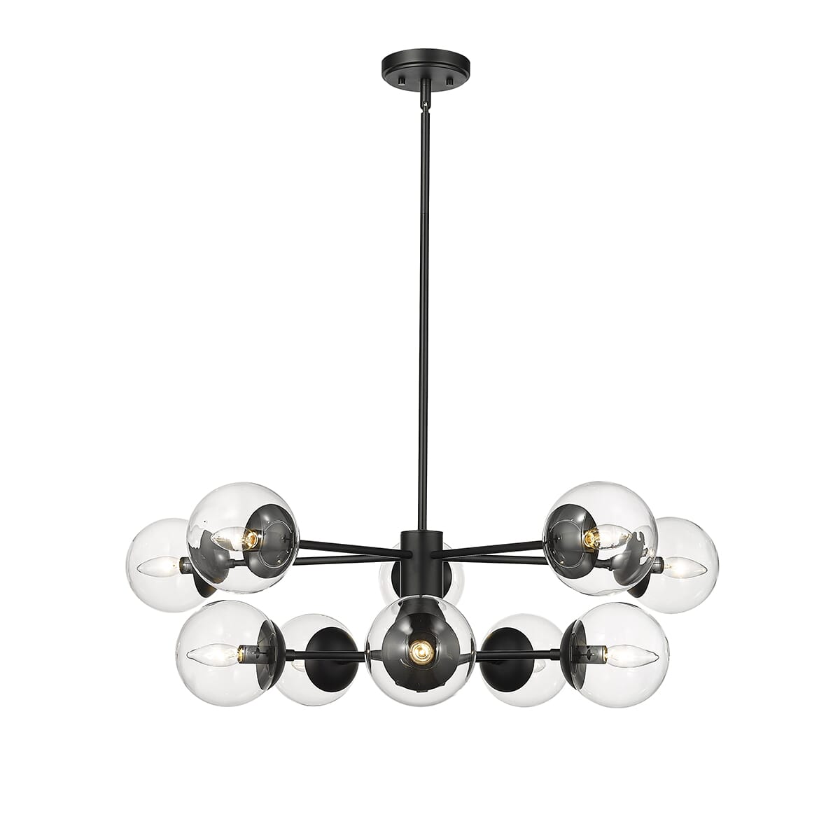 Matte Black Ten Light Chandelier from the Avell Collection ...
