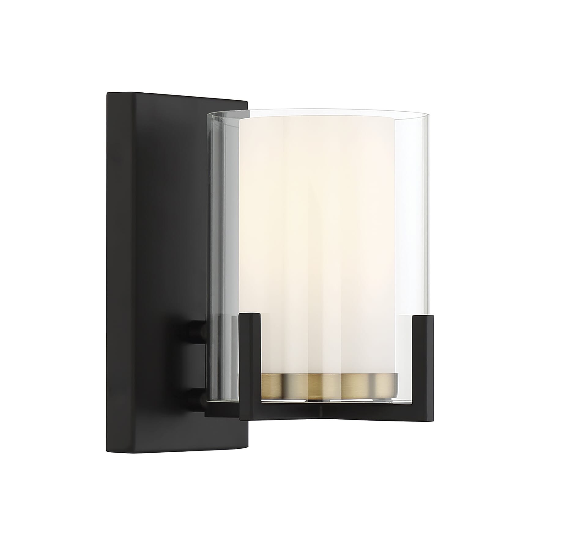 Eaton 1-Light Wall Sconce in Matte Black with Warm Brass Accents ...