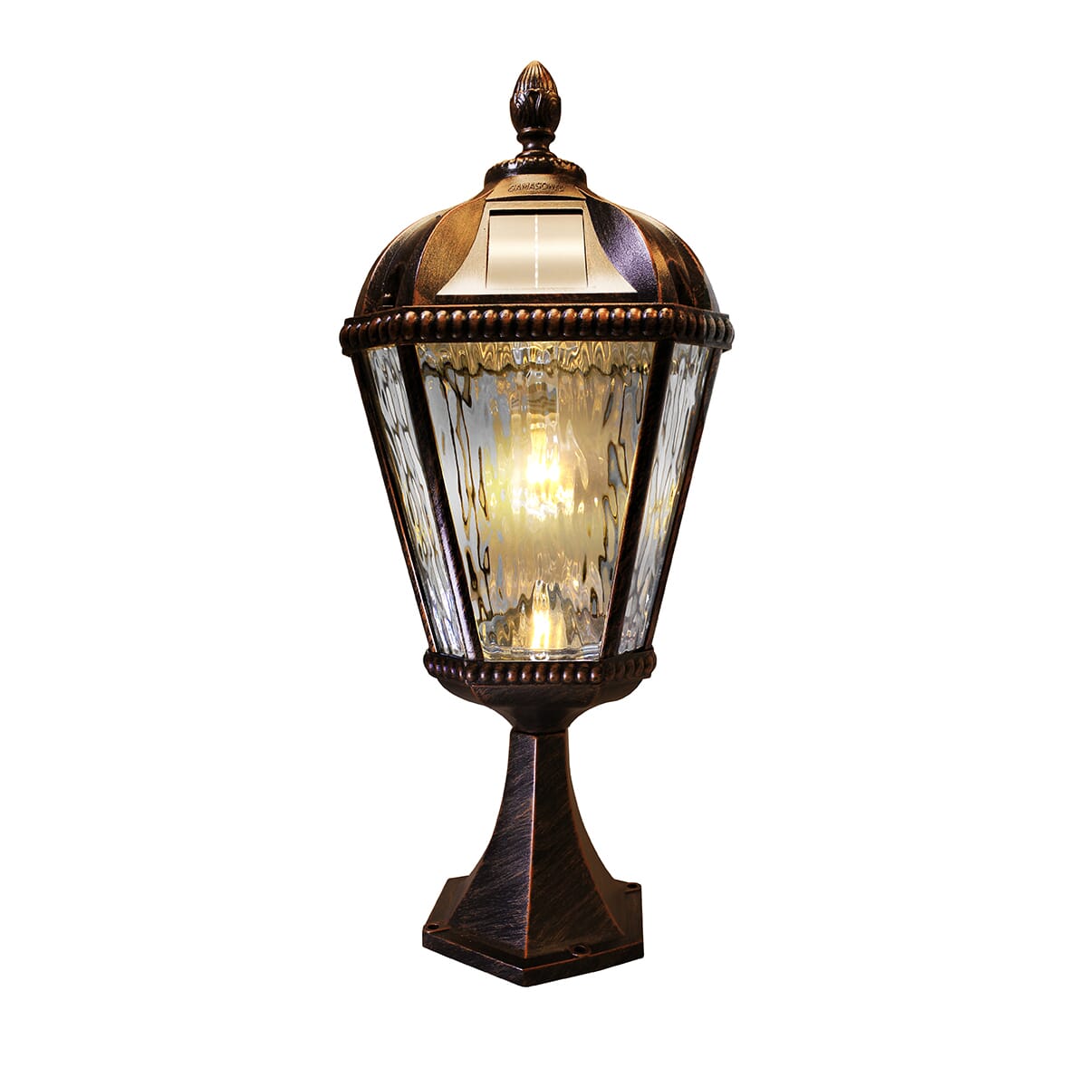 Royal Bulb Solar Lamp Series 1-Light LED Pier Mount in Brushed Bronze