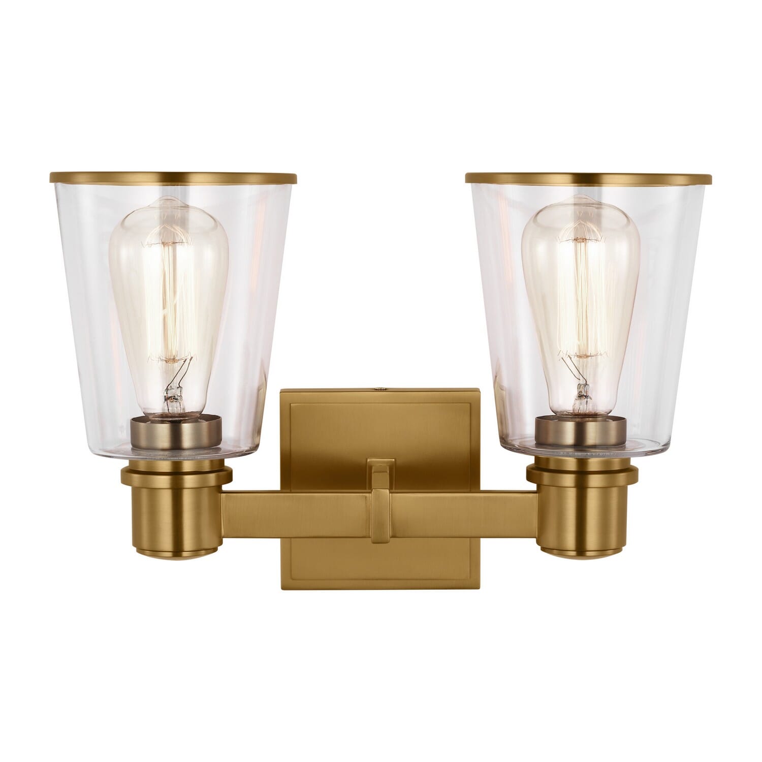 Alessa 2-Light Bathroom Vanity Light in Burnished Brass - LightsOnline.com