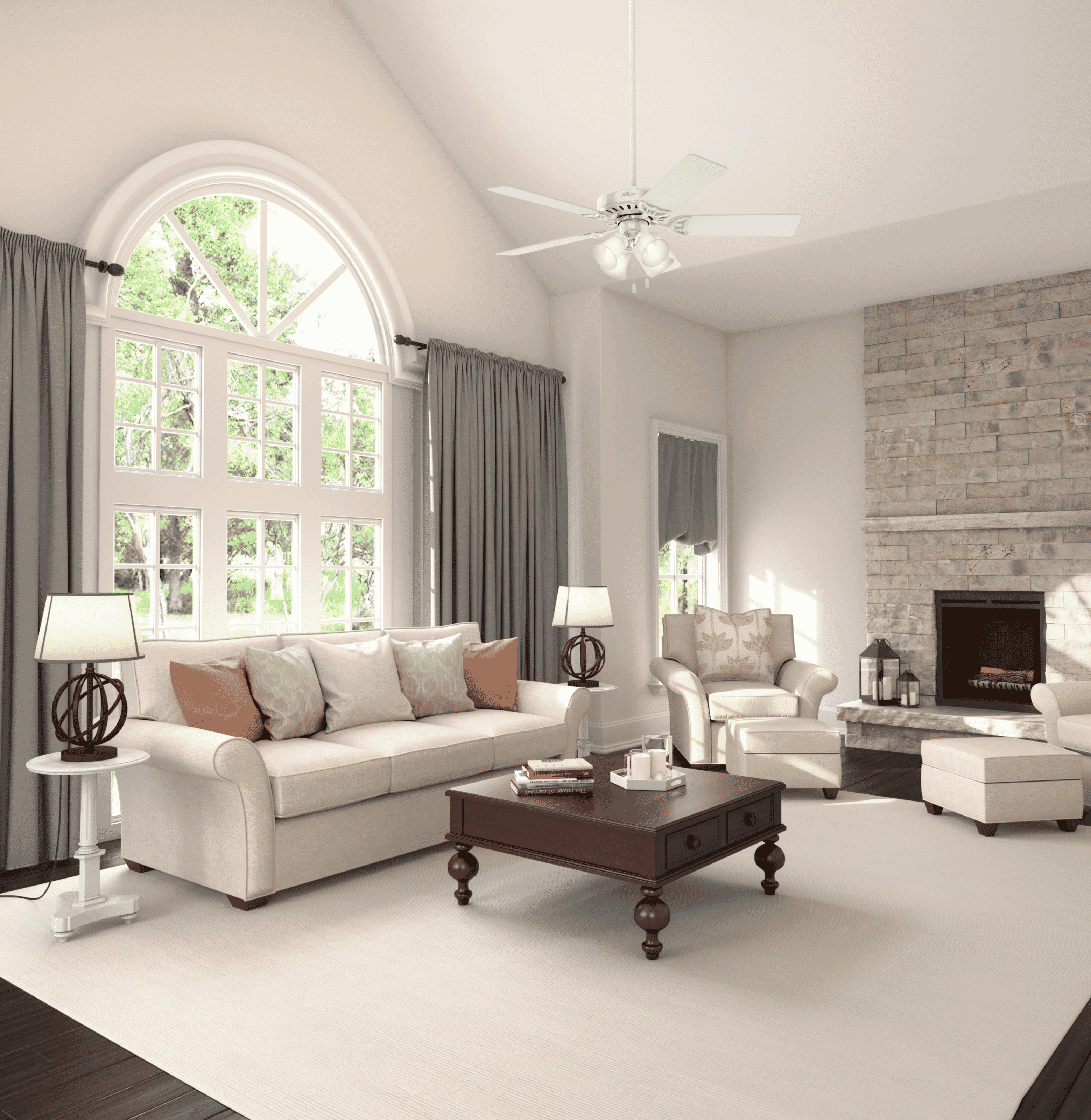 Hunter Studio Series 4-Light 52" Indoor Ceiling Fan in White ...