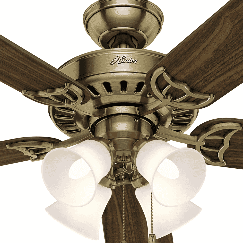 Hunter Studio Series 4-Light 52" Indoor Ceiling Fan in Antique Brass ...