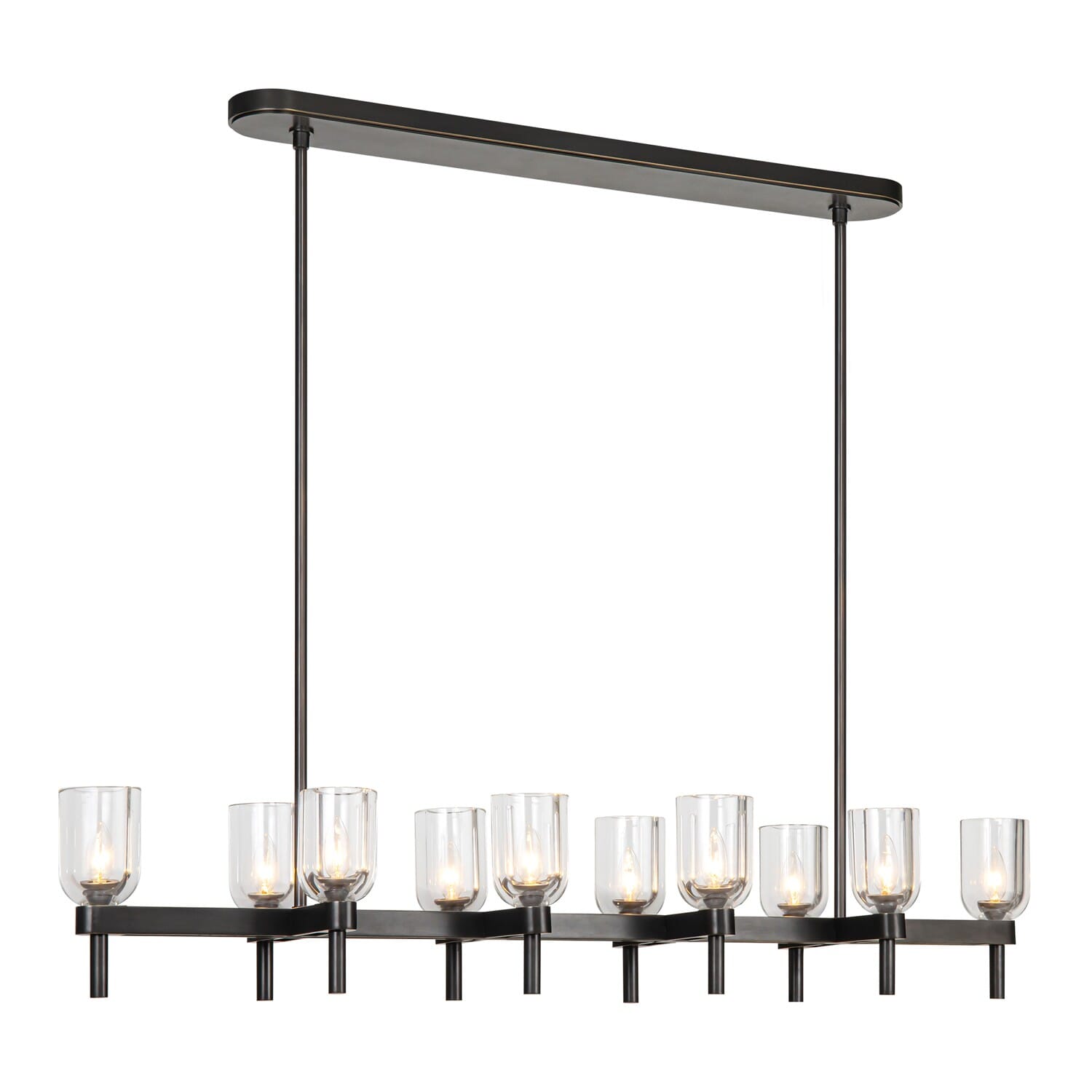 Clear Crystal Urban Bronze Ten Light Linear Pendant from the Lucian ...