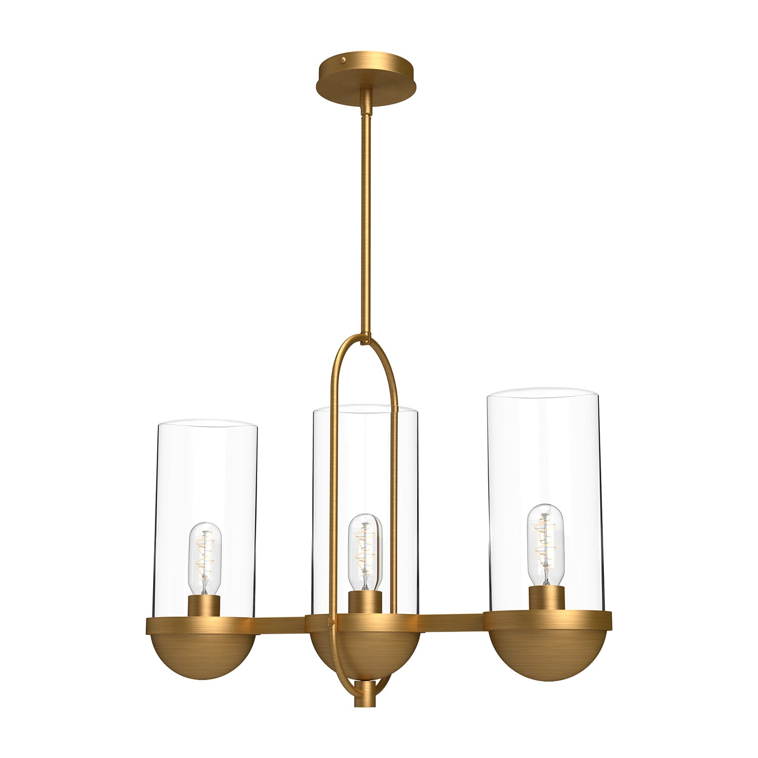 Aged Gold Clear Glass Three Light Linear Pendant from the Cyrus ...