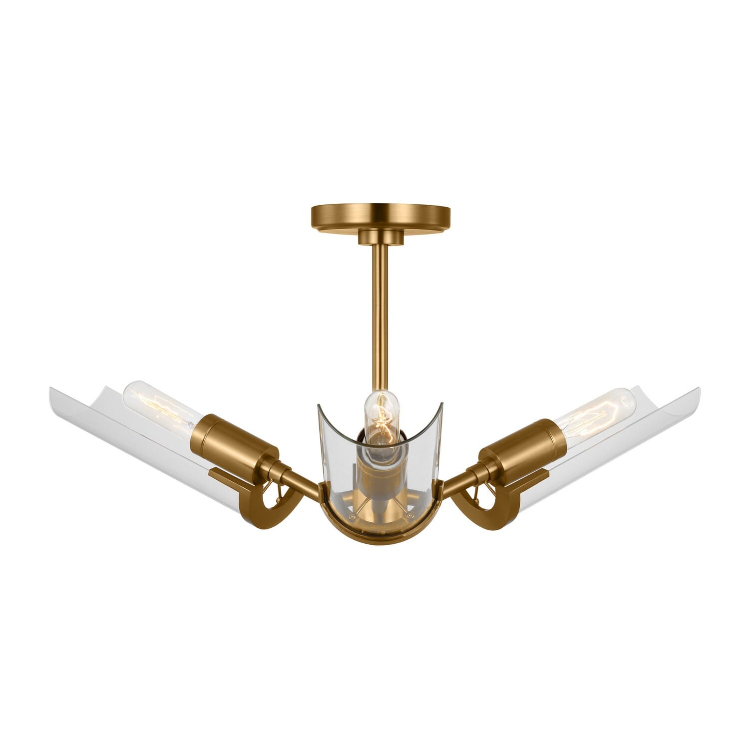 Mezzo 3-Light Flush Mount in Burnished Brass