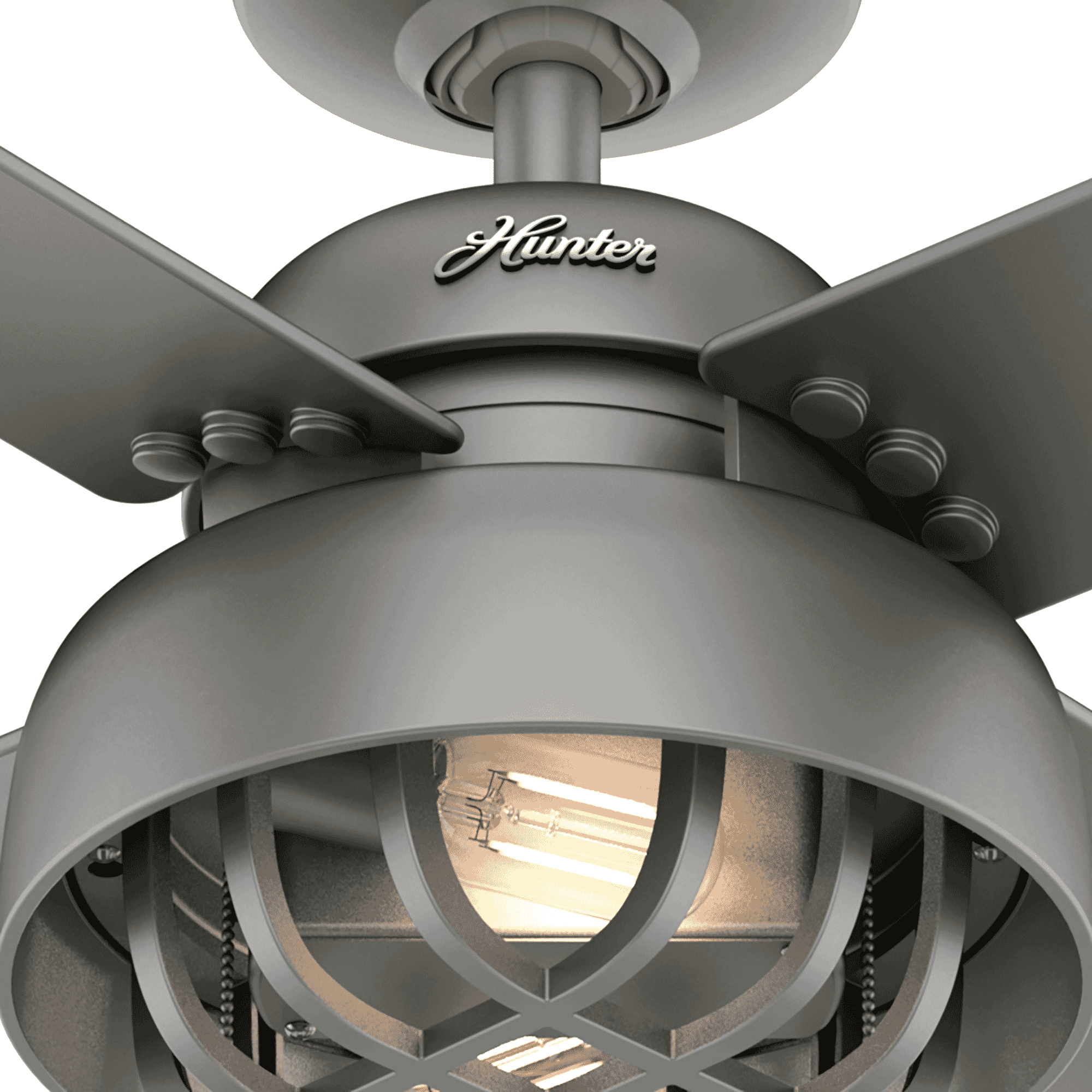 Hunter 2-Light 52" Indoor/Outdoor Ceiling Fan in Matte Silver ...