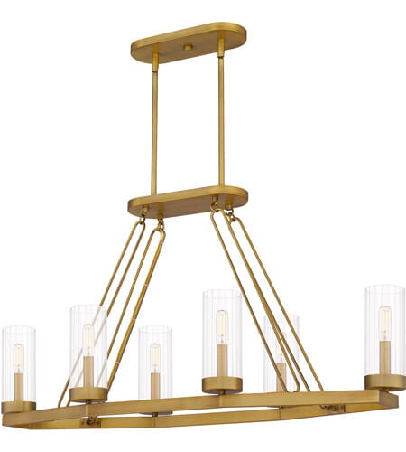 Quoizel Valens 6-Light Kitchen Island Light in Aged Brass